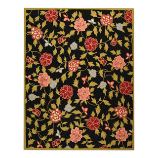 Chelsea Black/Green Area Rug HK714B, 5'6" Round - Contemporary - Area ...