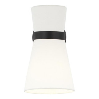 Clark Wall Sconce, 1-Light, LED, Midnight Black, White Shade, 11.5 ...