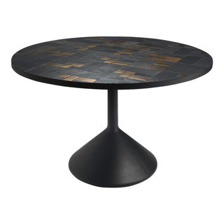 Black Ceramic Round Dining Table, Versmissen Labo Slate - Transitional ...