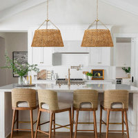 Farmhouse Painted Gold 6-Light Unique Hand Woven Oversize Pendant Light ...