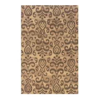 Athena Floral Ikat Hand-tufted Wool Beige/Brown Rug, 2'6"x8 ...