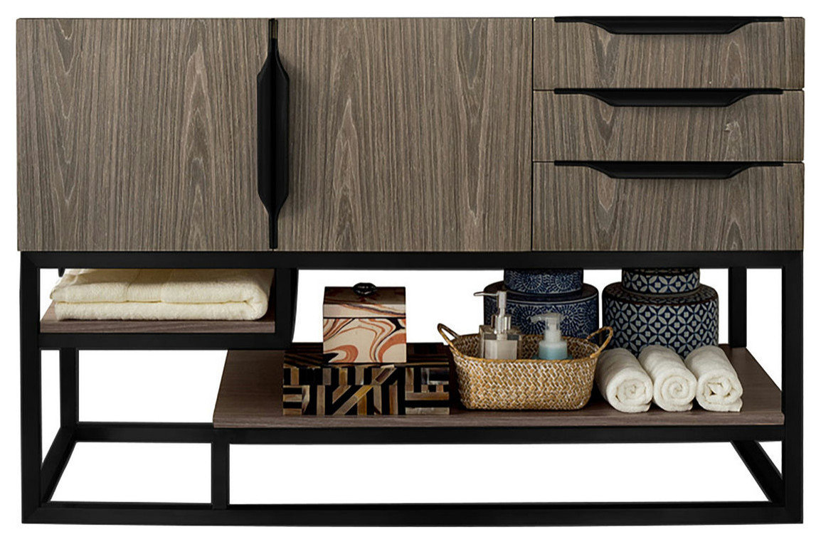 Columbia 48" Single Vanity, Ash Gray, Matte Black - Transitional ...