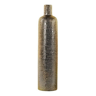 Ceramic Bottle Shaped Vase With Dimpled Pattern, Large, Gold ...