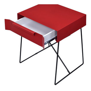 Red Modern Metal End Table With Drawer - Contemporary - Side Tables And ...