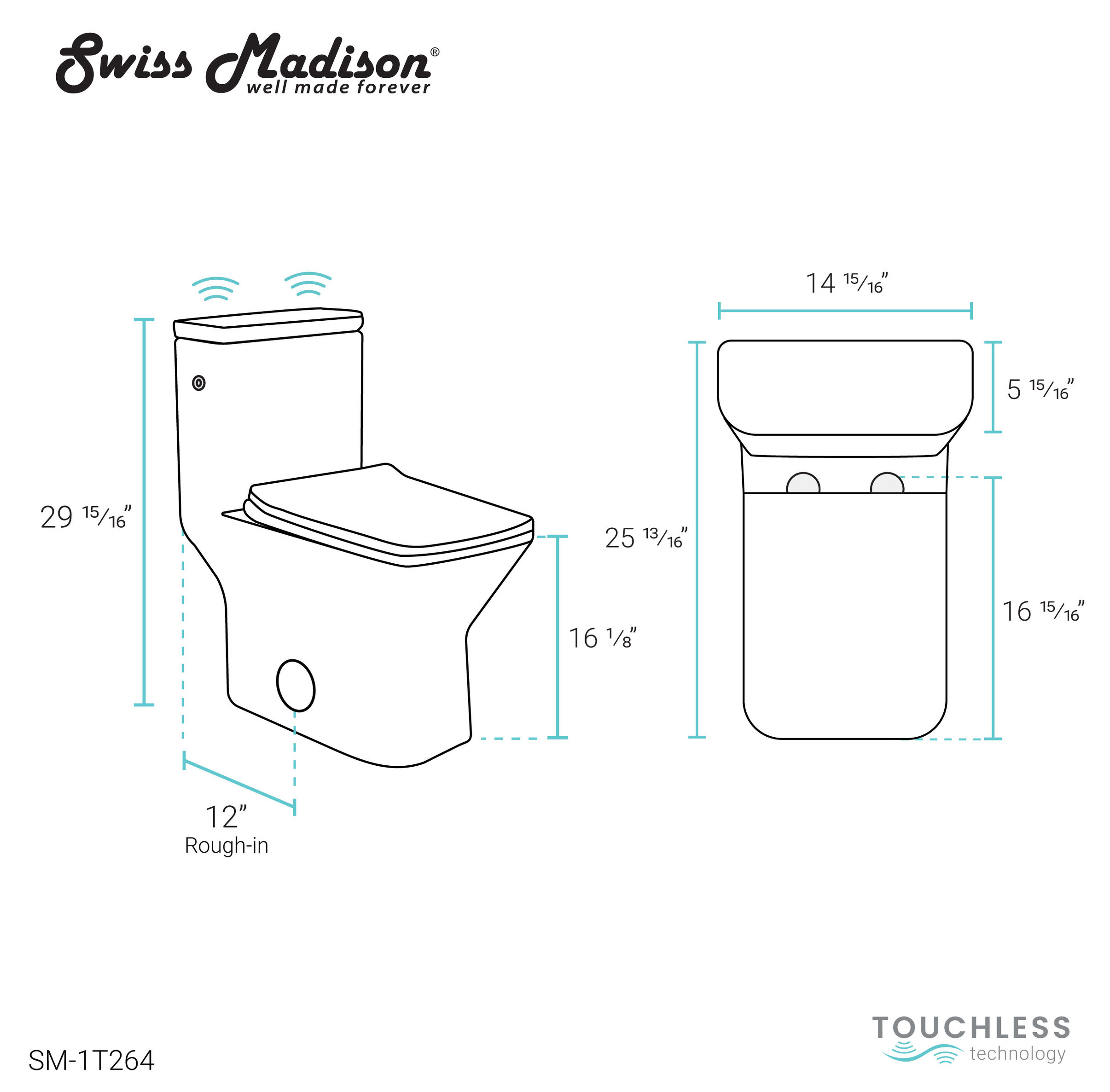 Carre One Piece Square Toilet, Touchless - Contemporary - Toilets - by ...