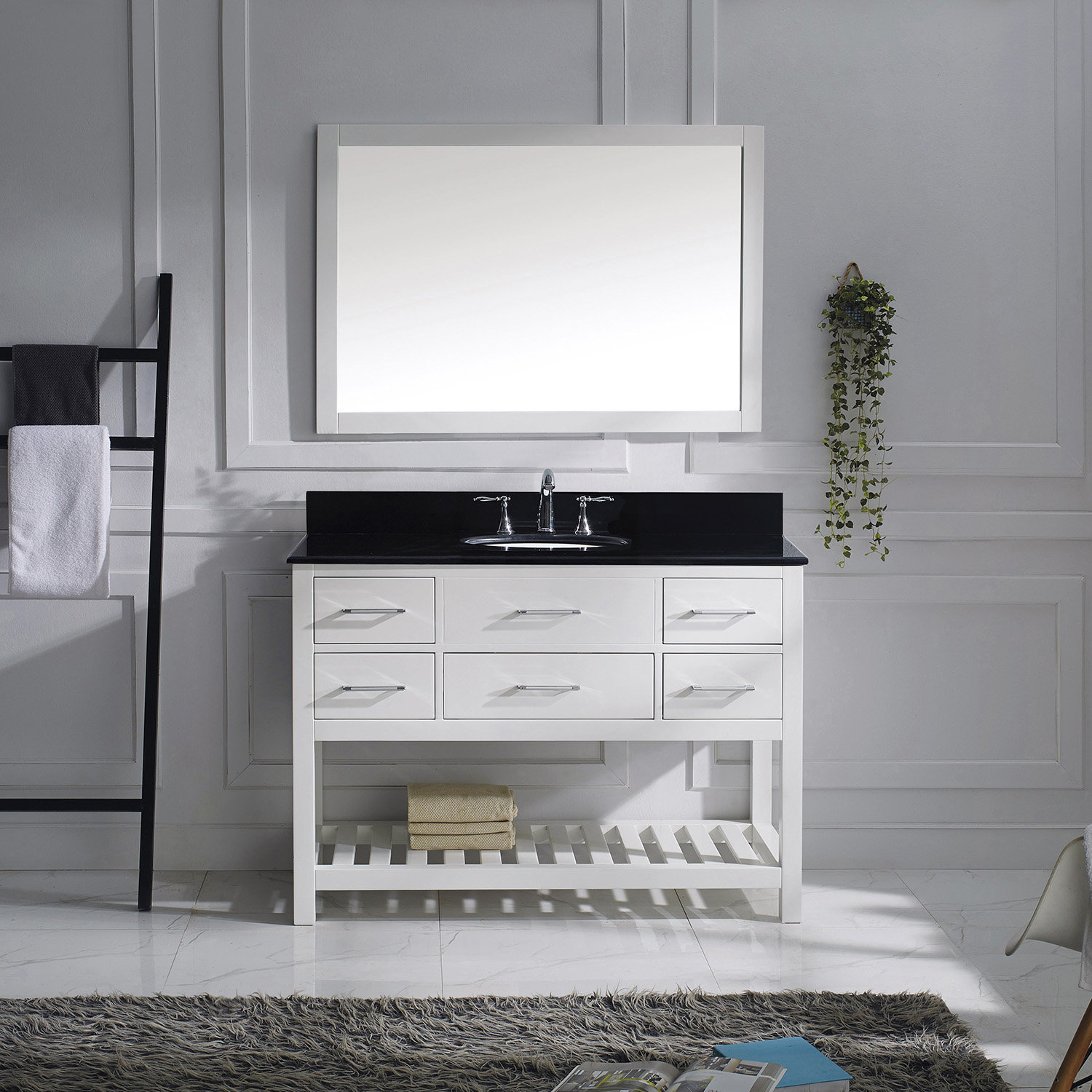 Caroline Estate 48" Single Bath Vanity, White, Top and Round Sink ...