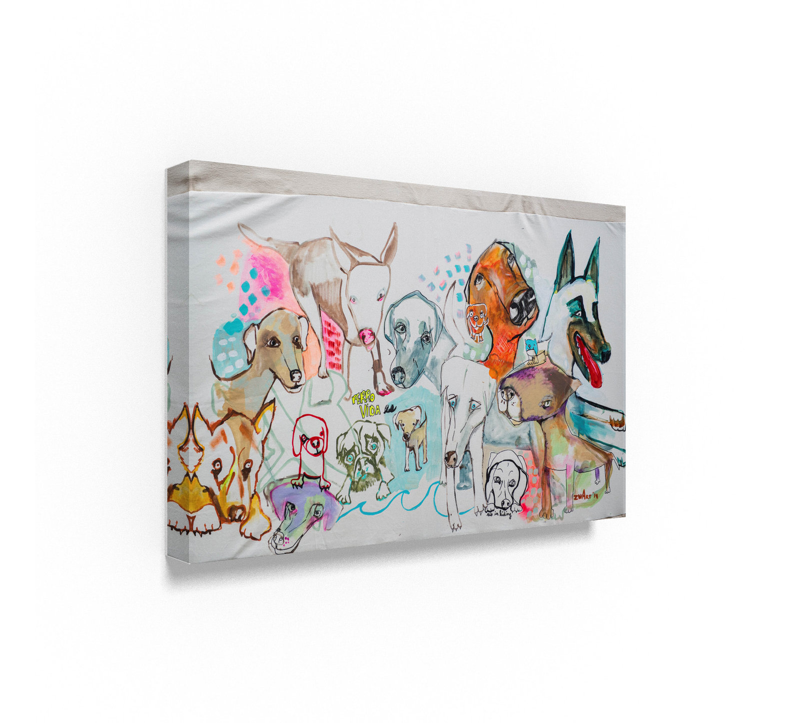 "Perro Vida" by Zwart, Canvas Art, 22"x32" - Contemporary - Prints And ...