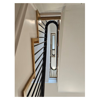 115_Stunning Continuous Rail System on 3 Story Floating Stairs ...