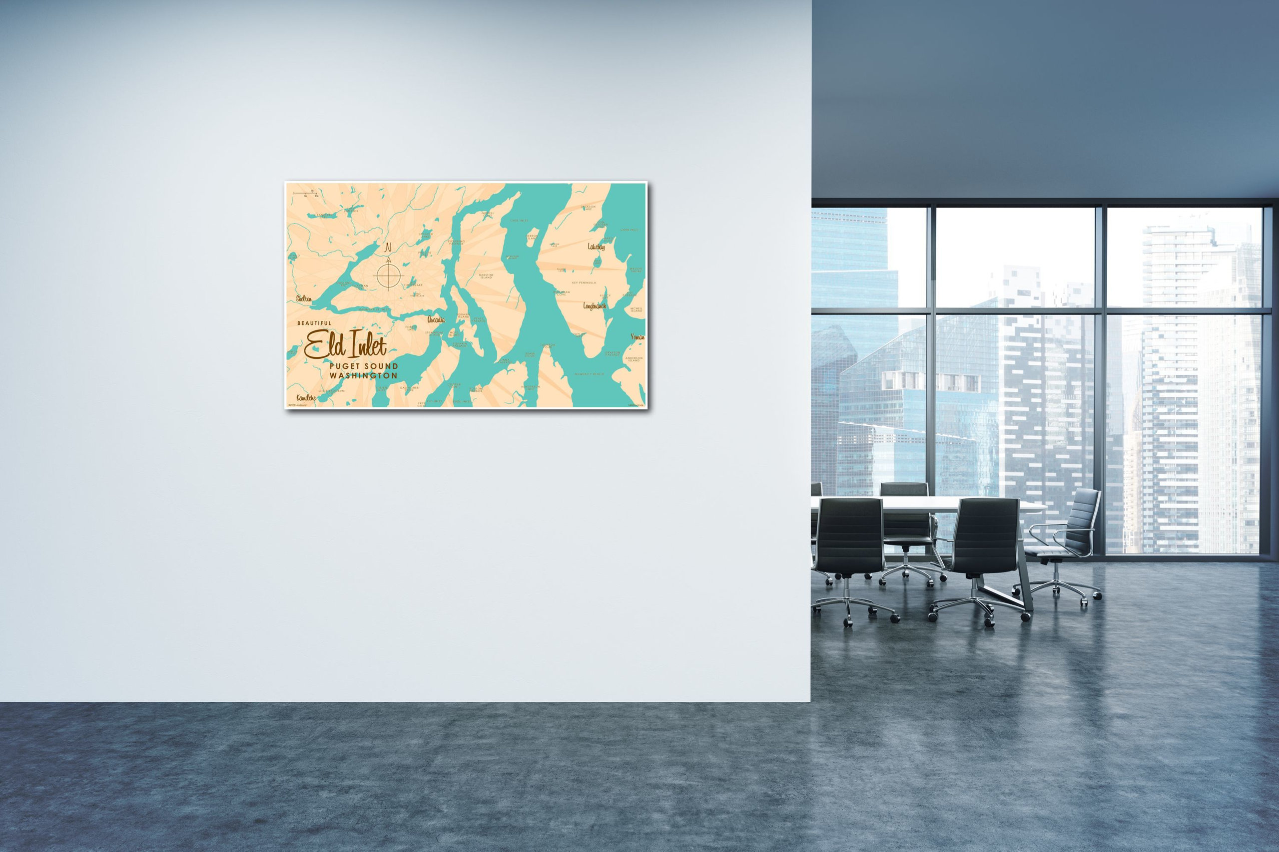 Lakebound Eld Inlet Map Art Print, 30"x45" - Contemporary - Fine Art ...