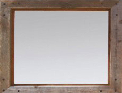 Rustic Mirrors Barn Wood With Alder Inset And Nailhead Corner Tacks, 20 ...