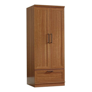 Pemberly Row 2-Drawer Wood Wardrobe Armoire with Drawer in Sienna Oak ...