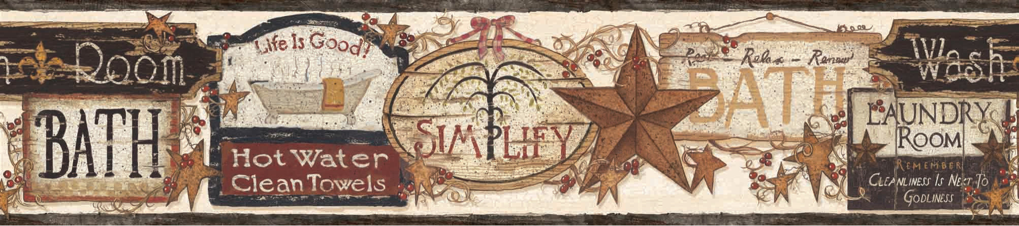 White Life Is Good Border, Sample - Southwestern - Wallpaper - by ...