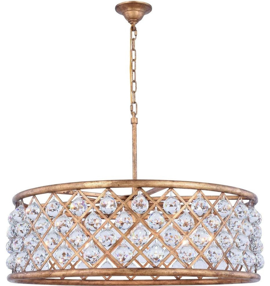Madison 32" Chandelier, Golden Iron, Clear Crystal - Contemporary ...