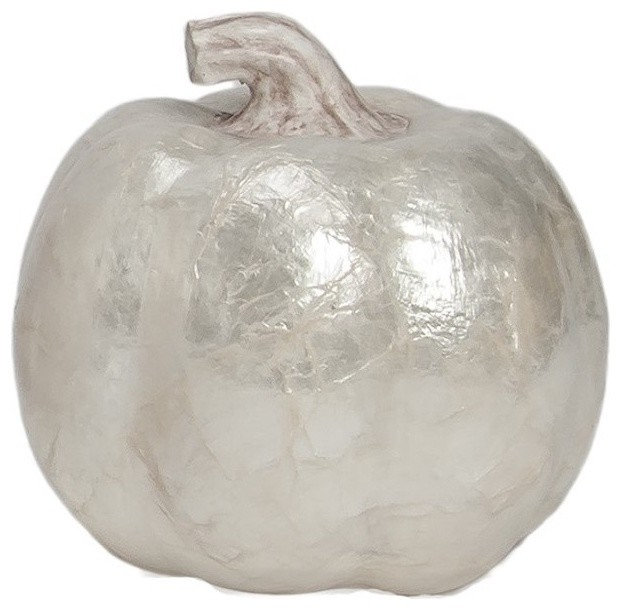 4" Small Capiz Pumpkin, White - Farmhouse - Decorative Objects And ...
