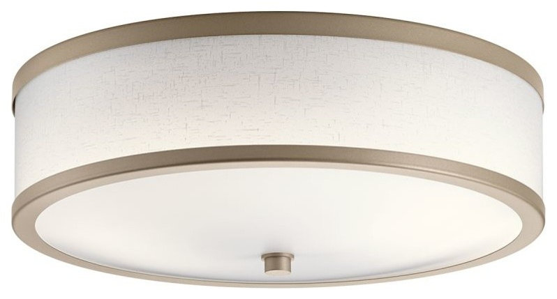 2-Light Flush Mount Champagne Acrylic Glass White Linen - Transitional ...
