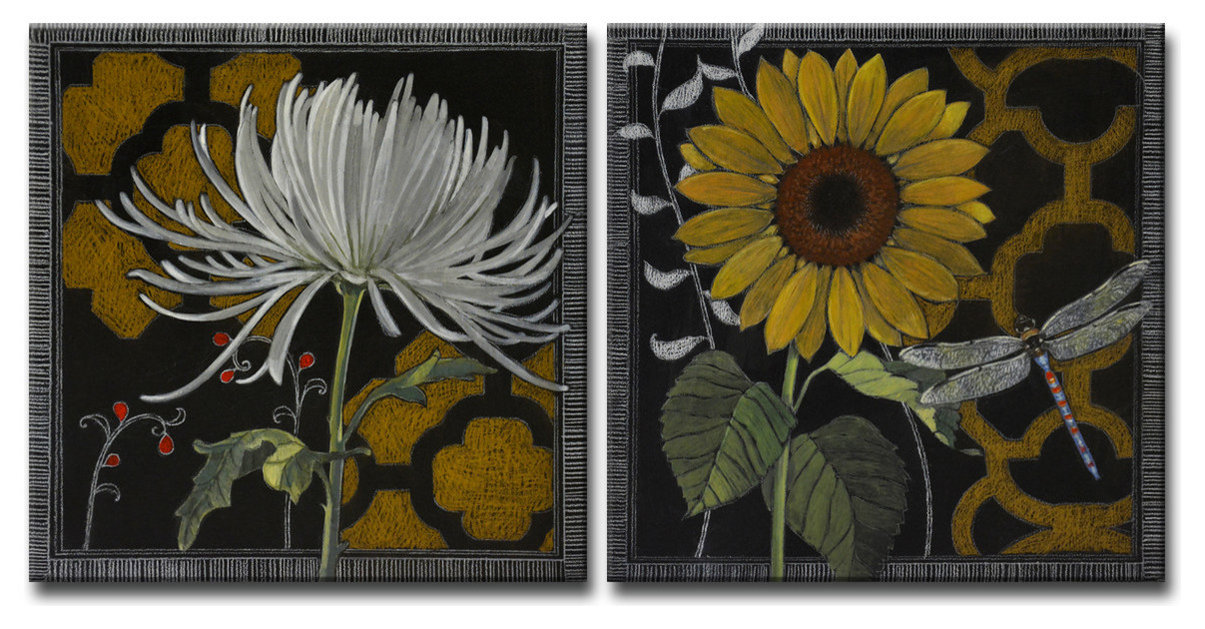 2 Piece Wall Art Set ' Gilt Slate Flora III/IV' by Hope Hansen, 2-Piece ...