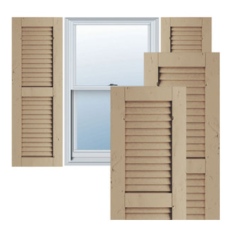 Rustic 2 Equal Louver Faux Wood Shutters, Per Pair, 15x48" - Rustic ...