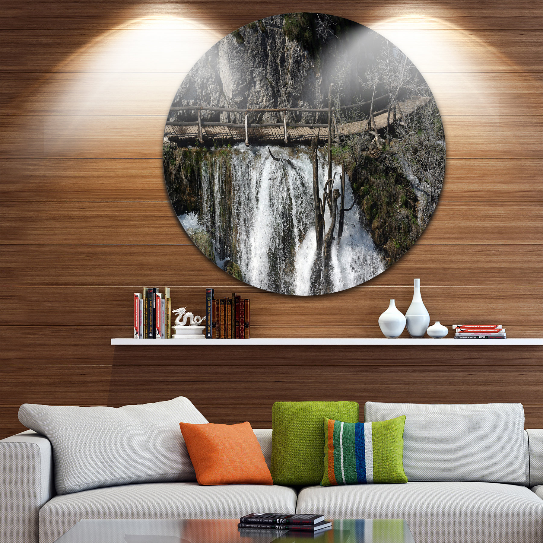 Wooden Pathway In Plitvice Lakes, Landscape Photo Round Wall Art, Disc ...