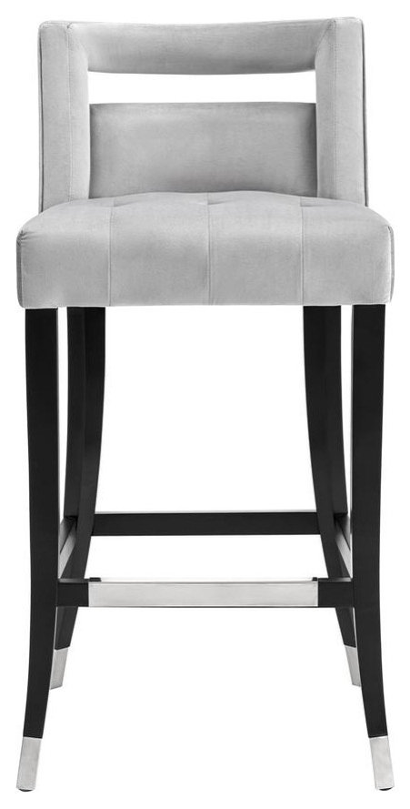 Hart Gray Velvet Counter Stool - Transitional - Bar Stools And Counter ...