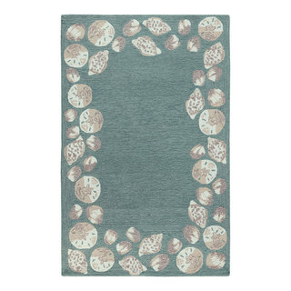 Capri Seashell Border Indoor/Outdoor Rug, 3'6"x5'6' - Beach Style ...