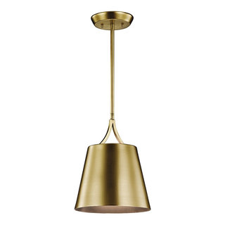 Maclain Mini Pendant 1-Light, Natural Brass - Transitional - Pendant ...