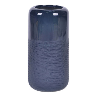 Cer, 10"h Grooved Vase, Navy Blue - Contemporary - Vases - by Beyond ...