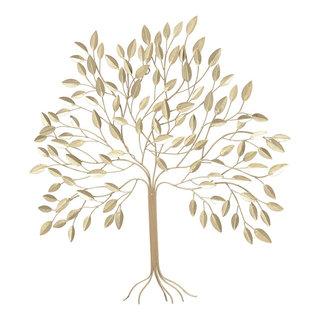 Modernist Leafy Branches Tree Metal Wall Decor Sculpture - Contemporary ...