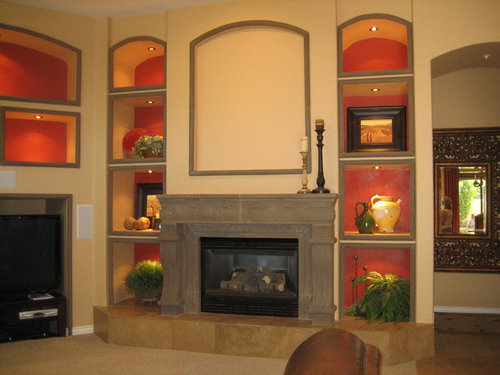 Family Room Fireplace/ Niche wall Before and After