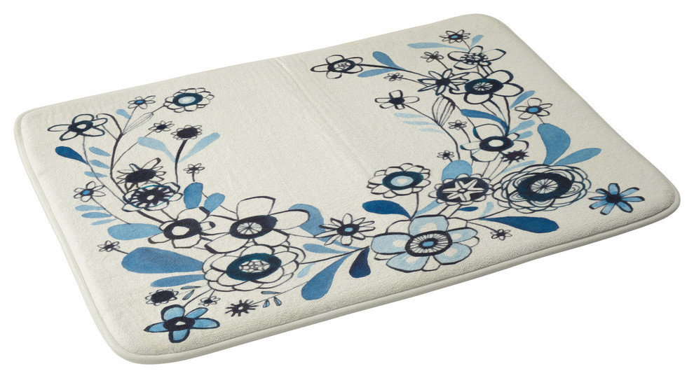 Cori Dantini Modern Delft Floral Memory Foam Bath Mat, 17"x24 ...
