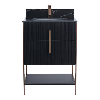 Fine Fixtures Serenity Modern bathroom vanity, Rose Gold Hardware ...
