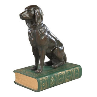 Sculpture Lodge Sitting Setter Green Book Dog Cast Resin Hand-Cast ...