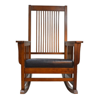 Pemberly Row Modern / Contemporary Mission Rocker in Chestnut ...