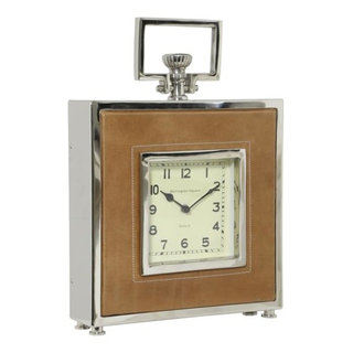 Light and Living Wellington Clock 6" Face Nickel/Tan Leather, 12x3x17.5 ...
