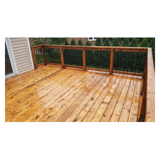 14' x 14' Pressure Treated Wood Deck and Railings with Aluminum ...