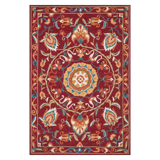Loloi Francesca Collection Rug, Red and Sage, 3'-6" X 5'-6 ...