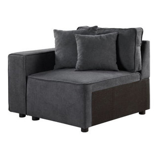 Benzara BM250701 Modular Left Facing Chair With Loose Back Pillow, Gray ...