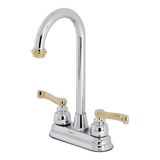 Kingston Brass KB8494FL Bar Faucet, Polished Chrome/Polished Brass ...