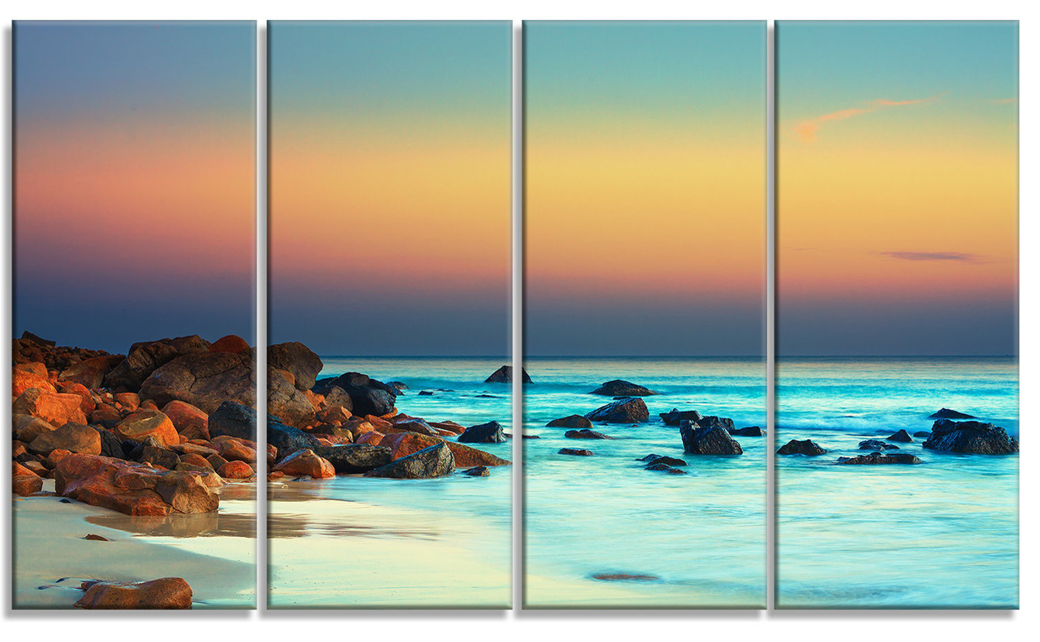 "Sunset Over Blue Sky" Photography Metal Wall Art, 48"x28" 4 Panel ...