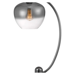 27" Gunmetal Metal Table Lamp With Silver Metallic Globe Shade ...