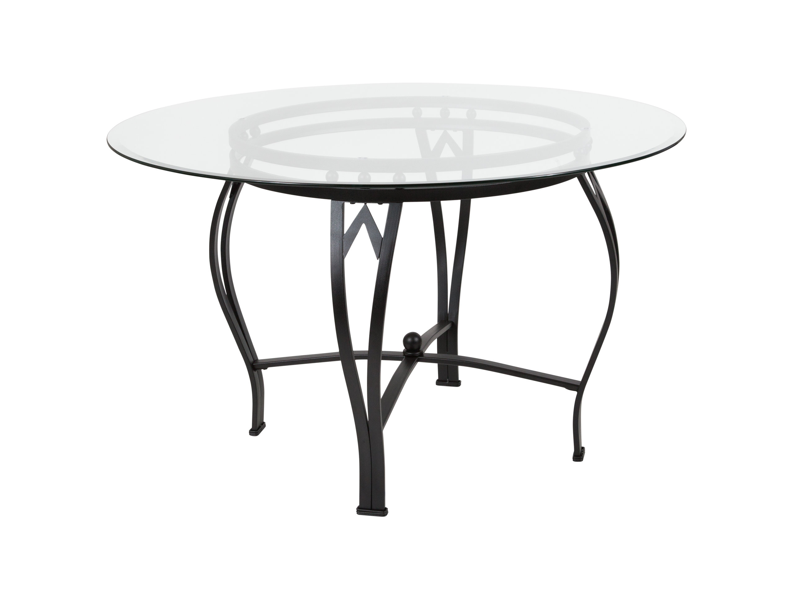 Syracuse 48'' Round Glass Dining Table with Black Metal Frame ...