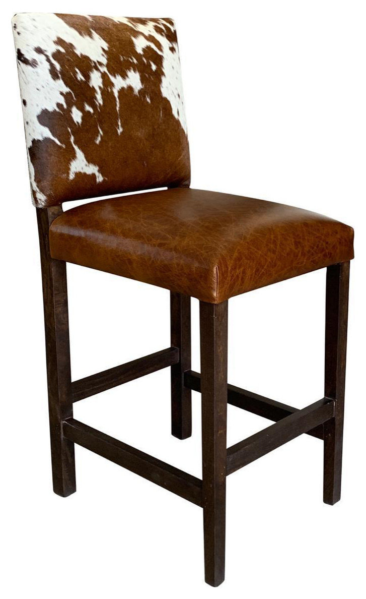 Modern Cowhide Counter Stool with Back, Set of 5 - Southwestern - Bar ...