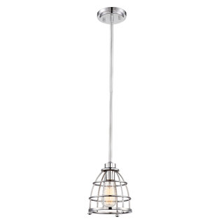 Maxx 1-Light Caged Pendant With 60w Vintage Lamp Included, Small ...