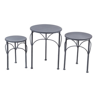 Round Tabletop Metal Plant Stands with Tubular Legs, Set of 3, Gray ...
