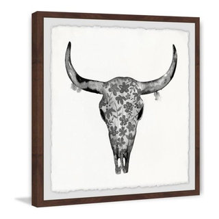 "Flowery Skull" Framed Painting Print, 32"x32" - Contemporary - Prints ...
