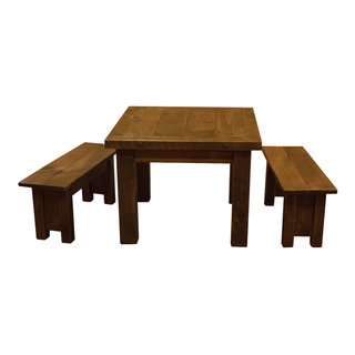Rustic Barn Wood Style Timber Peg Children's Table Set - Rustic - Kids ...