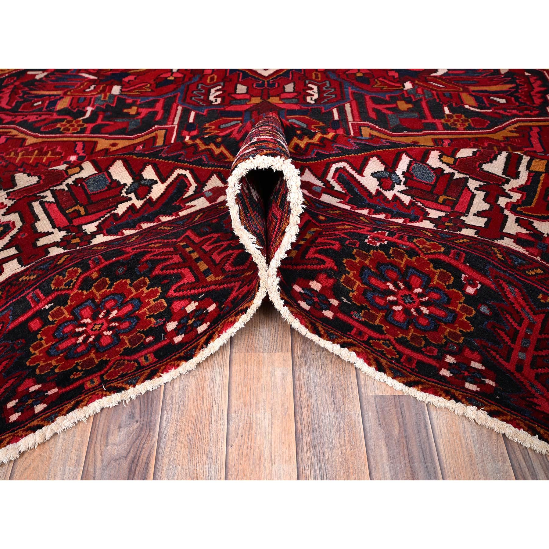 Dutch Tulip Red Semi Antique Hand Knotted Shiny Wool Oriental Rug 9'7 ...