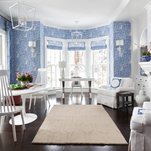 75 Beautiful Study Room With Blue Walls Pictures & Ideas | Houzz