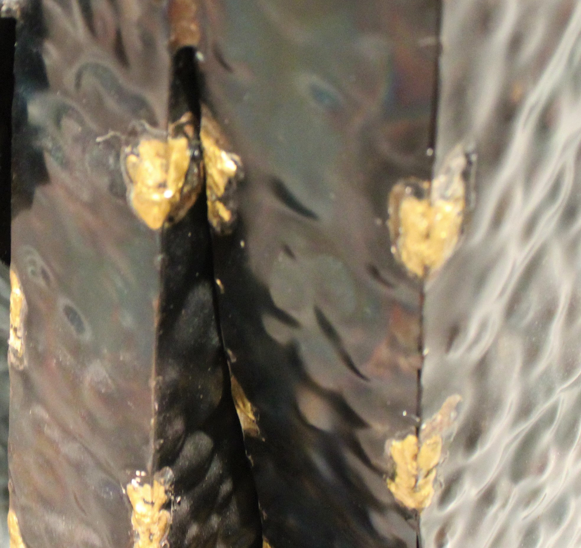 Rustic Industrial Iron Sculpture Console Table Strips Brutalist Torched ...