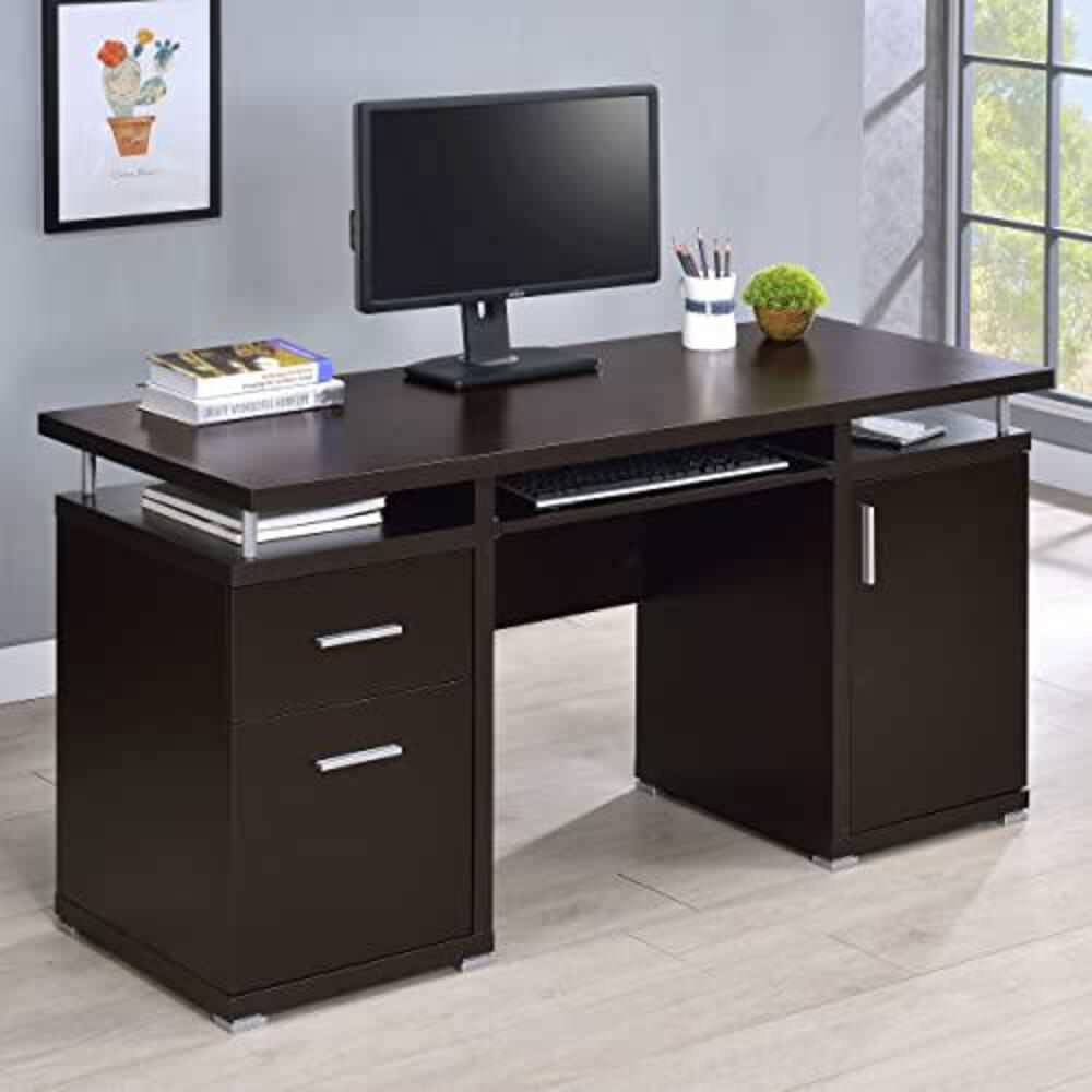 Tracy 2-drawer Computer Desk Cappuccino - Contemporary - Upholstered ...