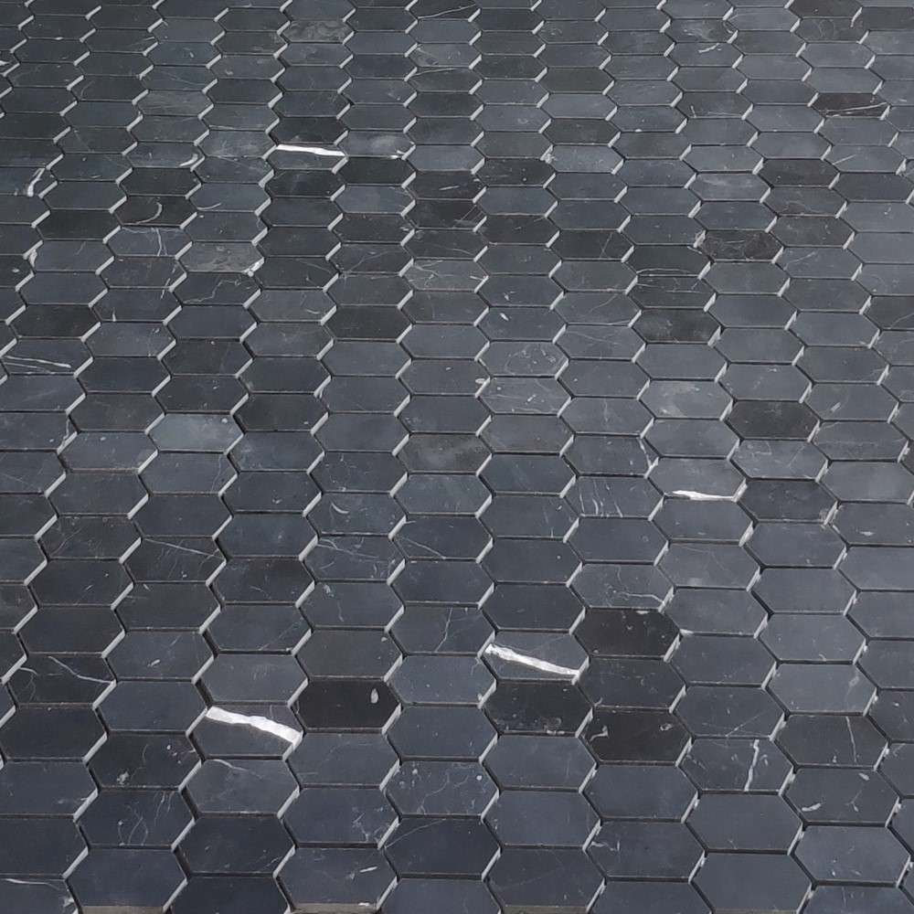 Nero Marquina Black Marble Constellation Hexagon Mosaic Tile Honed, 1 ...